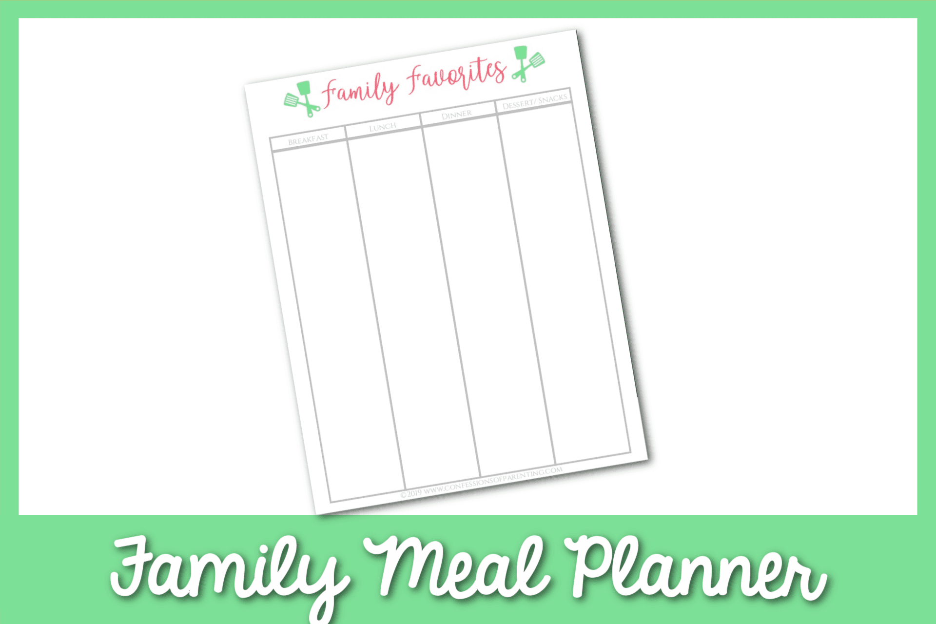 Family Meal Planner Printable And Meal Planning Guide