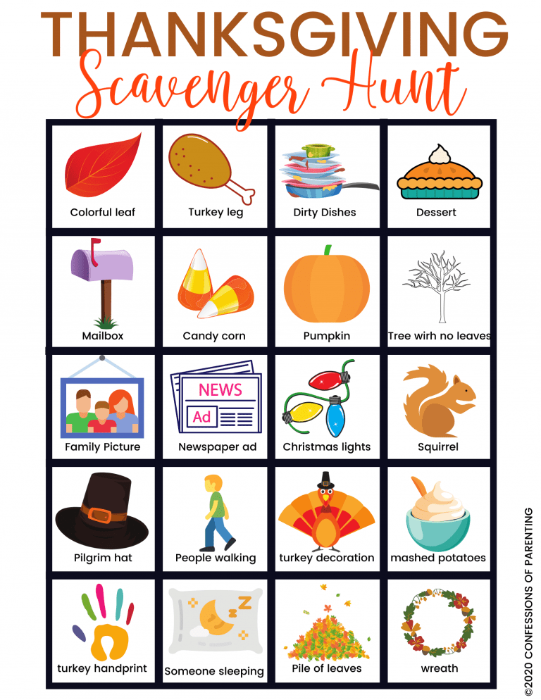 Free Thanksgiving Scavenger Hunt for Kids [Even Adults Love]