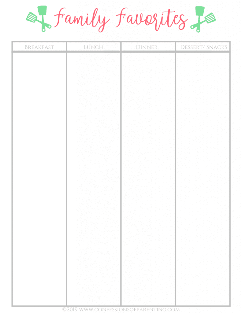 Family Meal Planner Printable And Meal Planning Guide