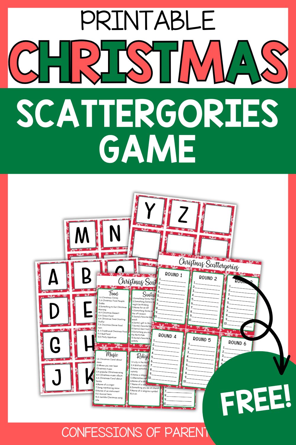 Christmas Scattergories Free Printable