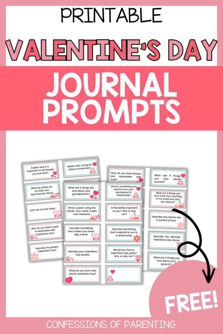 Valentine’s Day Journal Prompts + Free Printable Cards!
