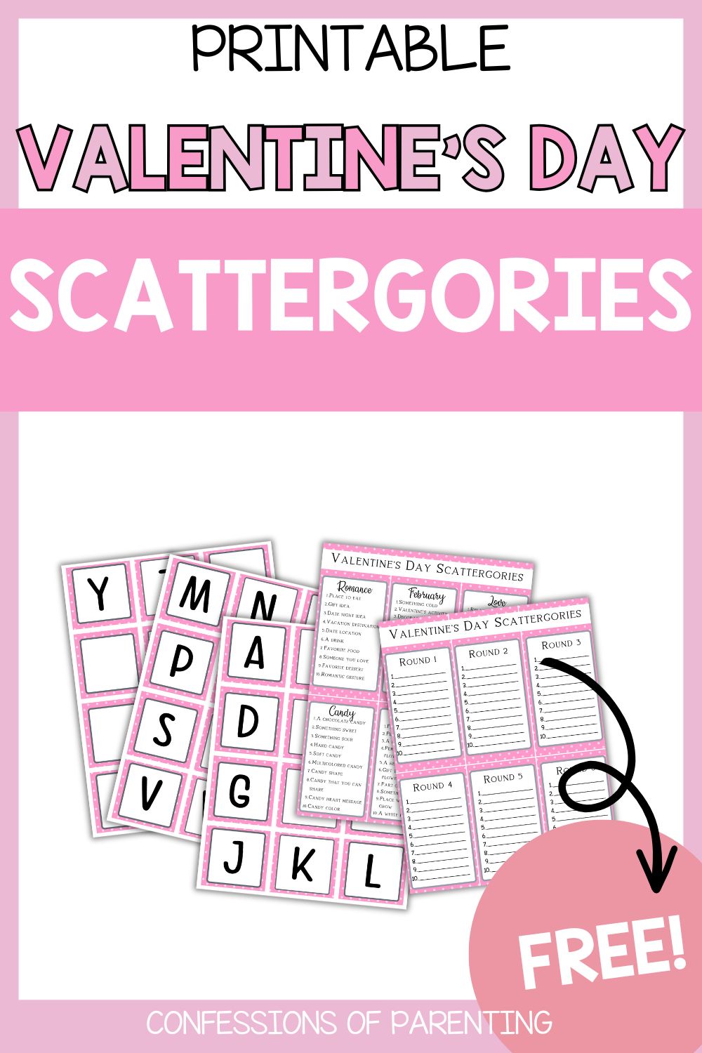 Valentine’s Day Scattergories (Free Printable Game for Kids & Families)
