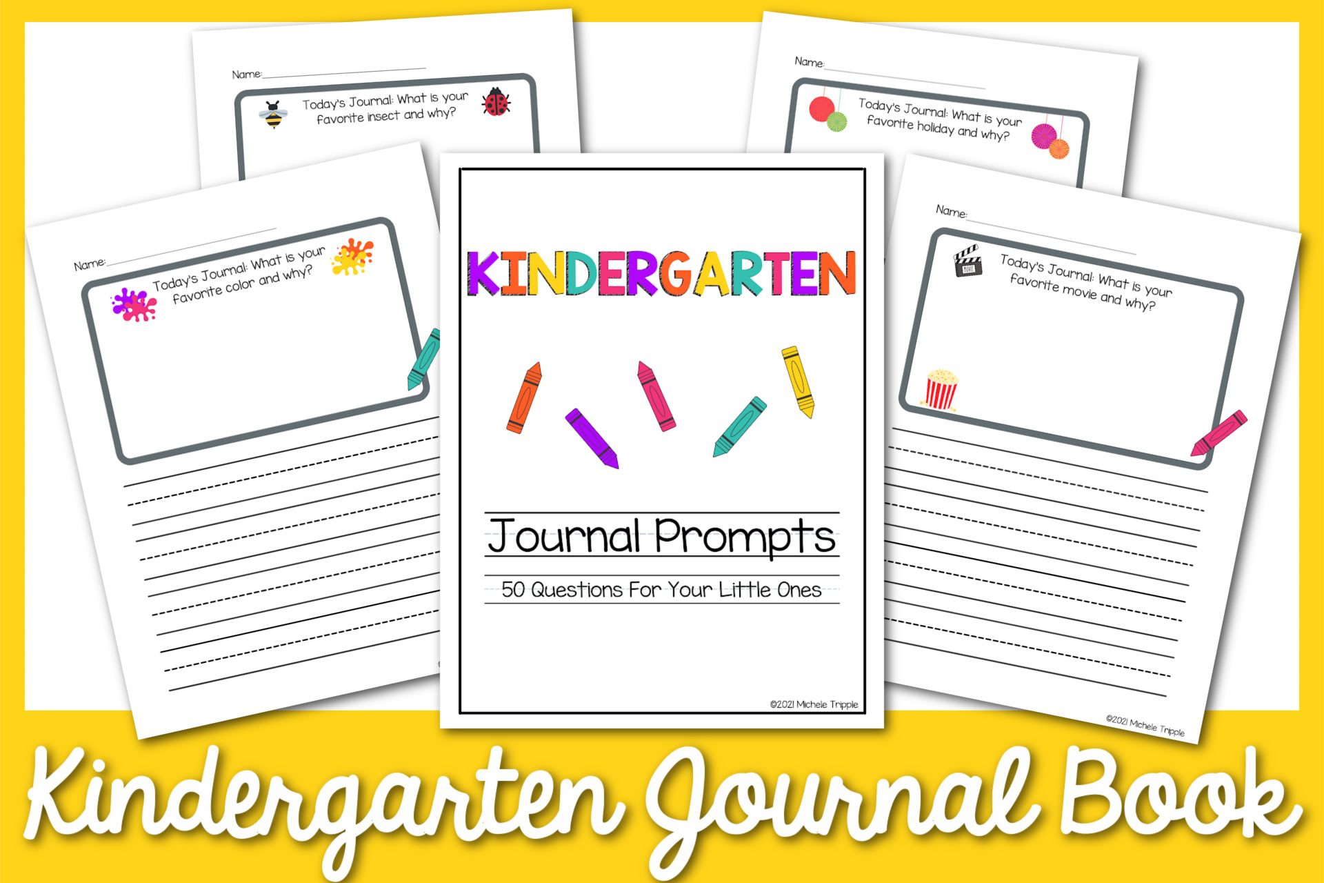 Kindergarten Journal Prompts Book With 50 Pages 