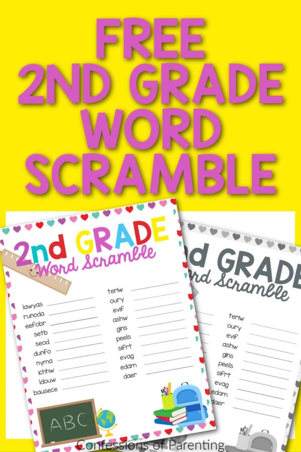 Free 2nd Grade Word Scramble