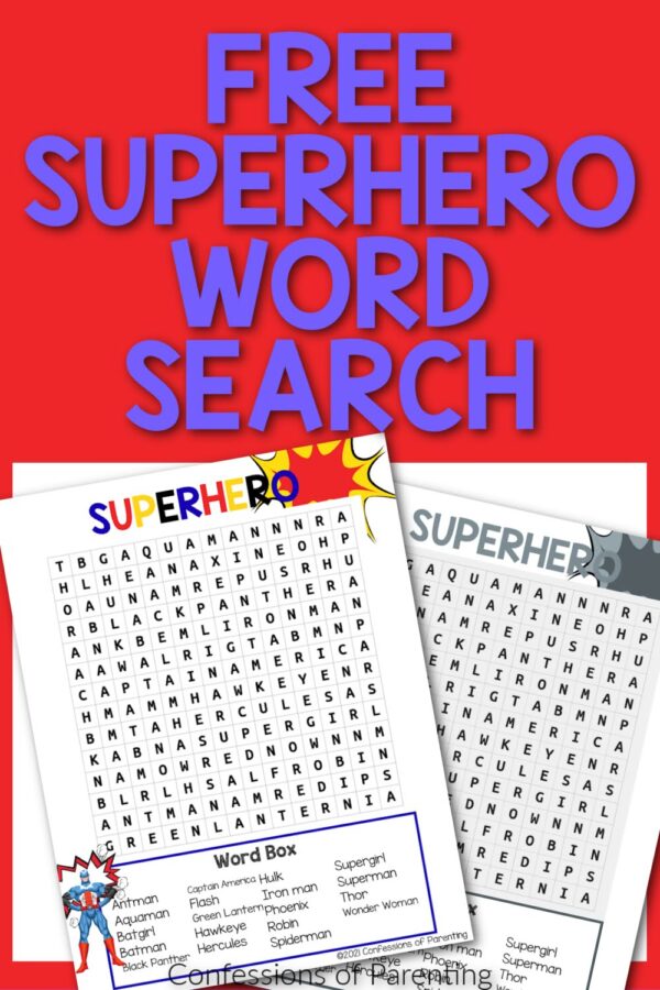 Free Superhero Word Search Printable