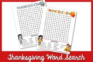Free Thanksgiving Word Search Printable