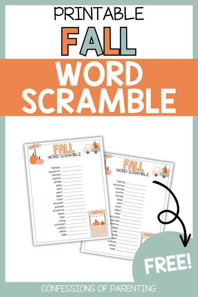 Fall Word Scramble (Free Printable!)