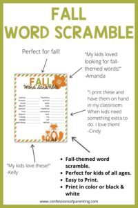 Fall Word Scramble