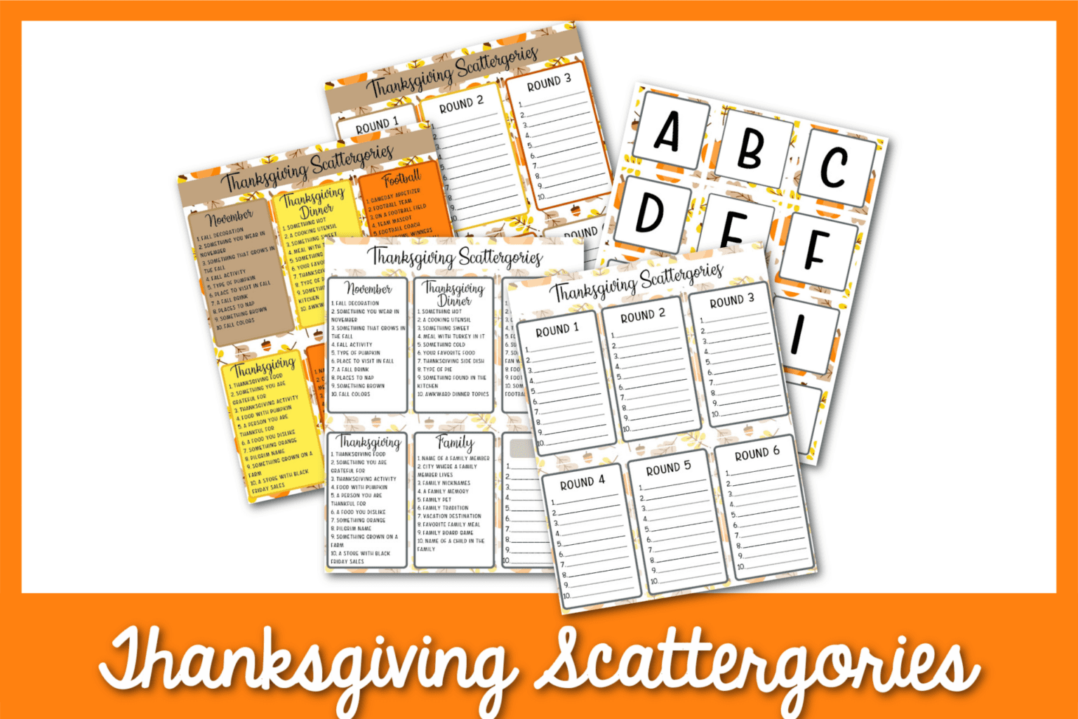 Free Thanksgiving Scattergories Printable