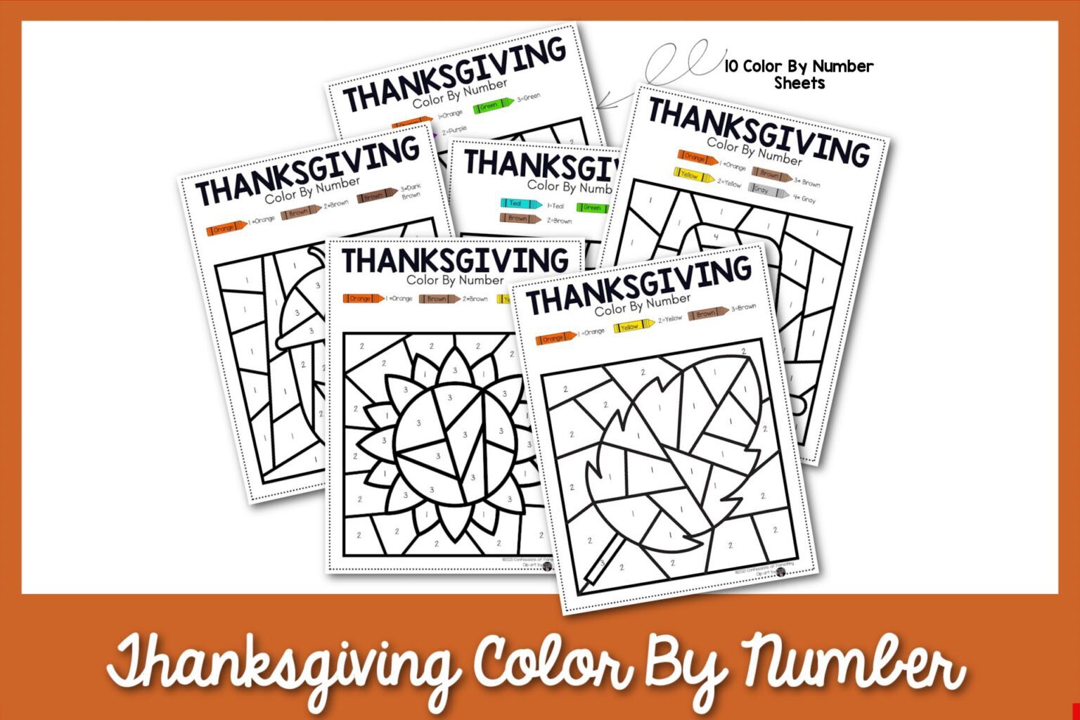 Thanksgiving Color By Number Sheets