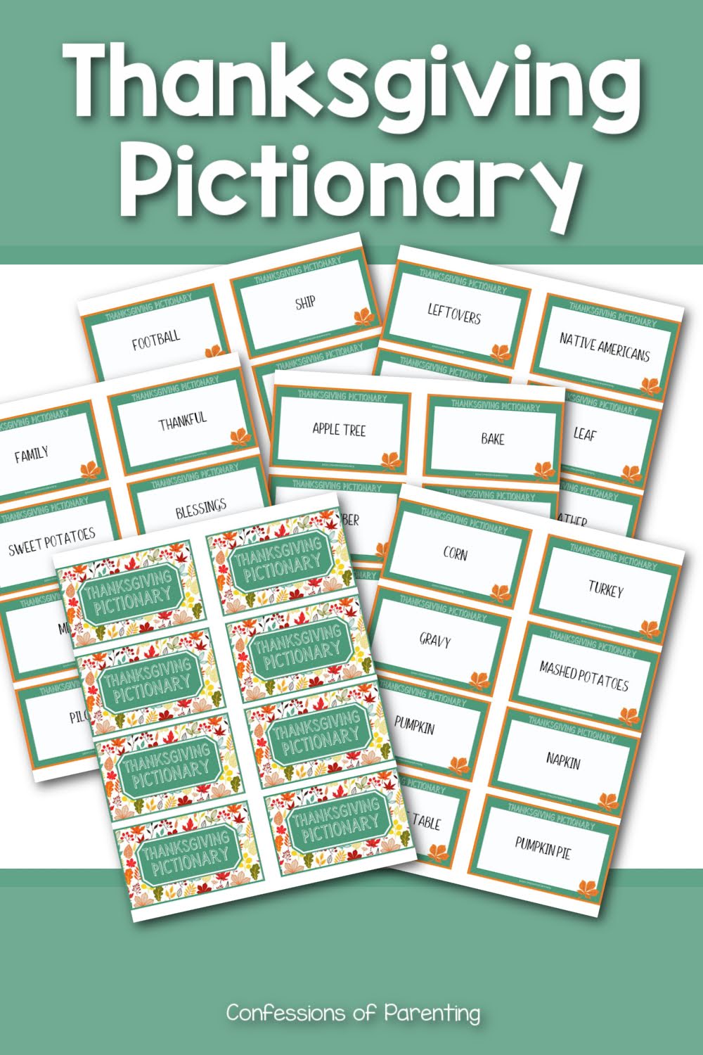Thanksgiving Pictionary Printable