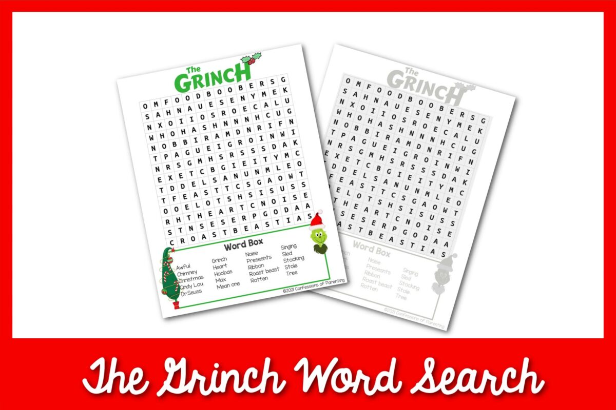 Free Grinch Word Search Printable
