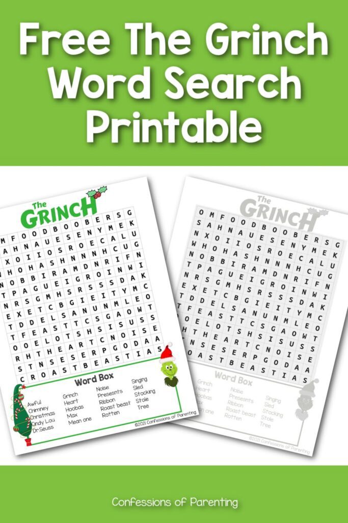 Free Grinch Word Search Printable