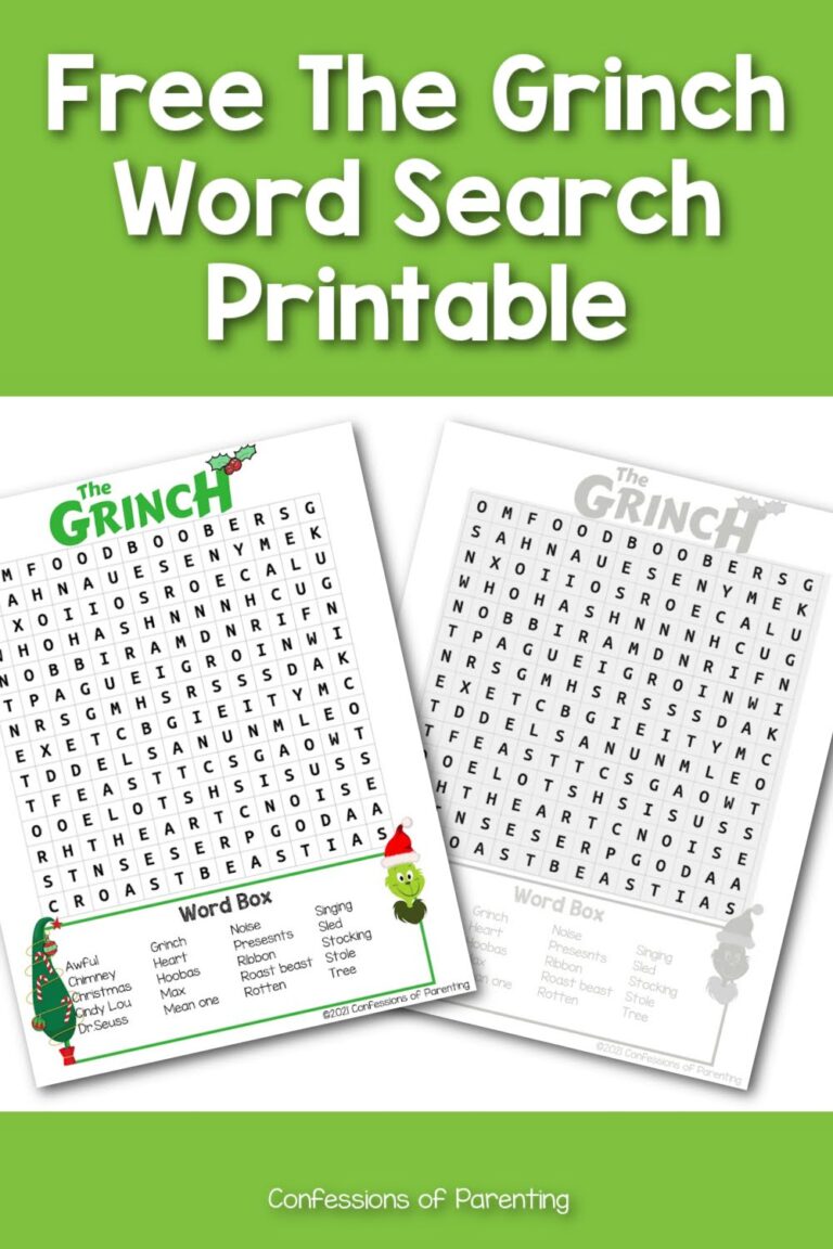 Free Grinch Word Search Printable