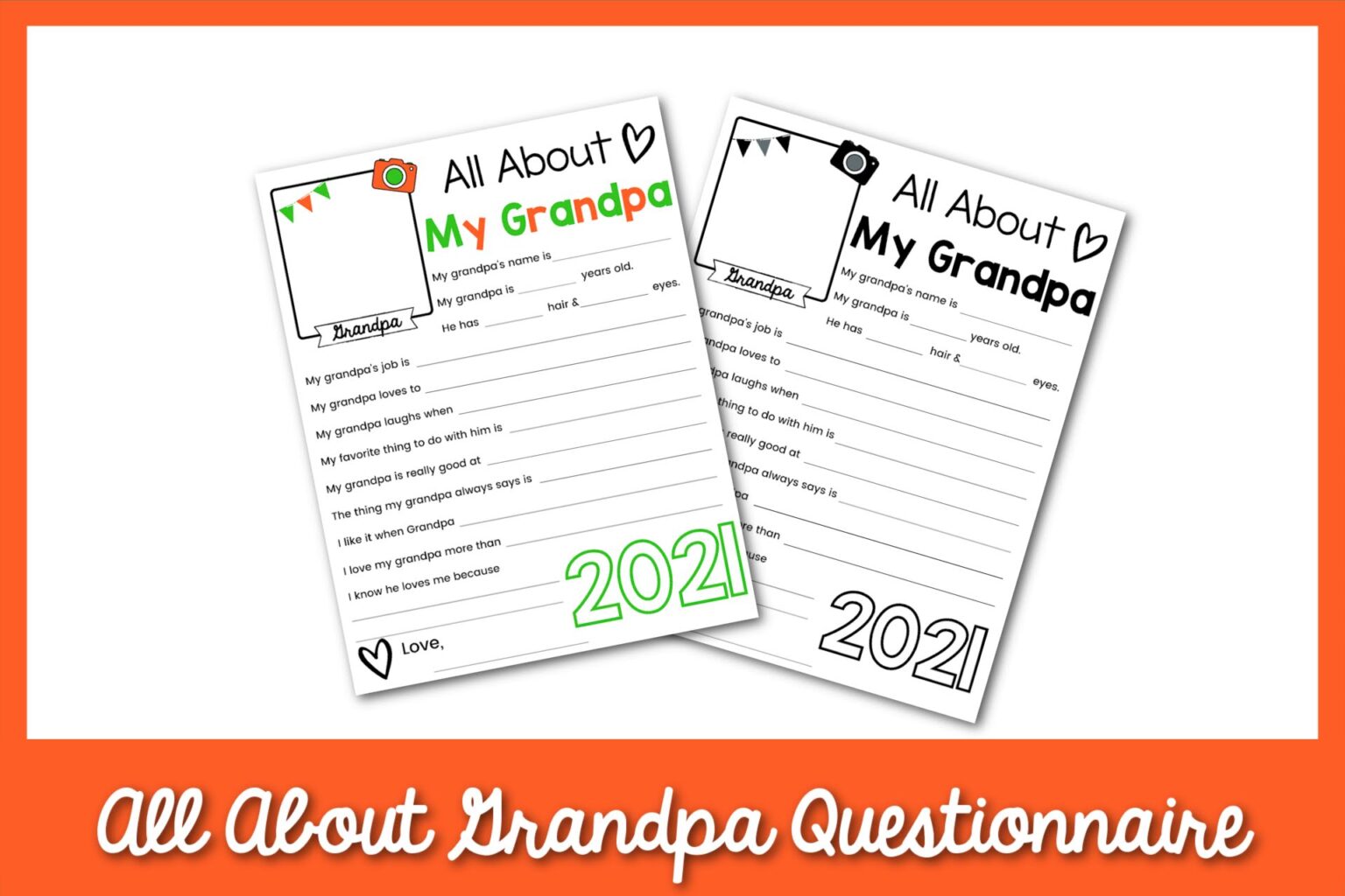 All About Grandpa Questionnaire Printable