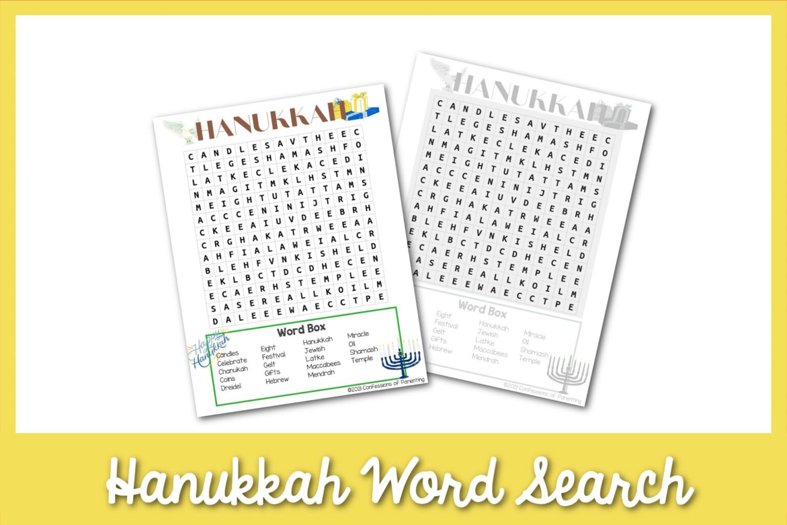 Fun and Easy Hanukkah Word Search For Kids