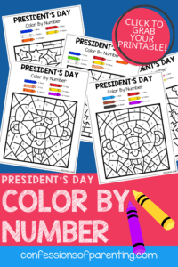 6 Fun President's Day Color By Number Sheets