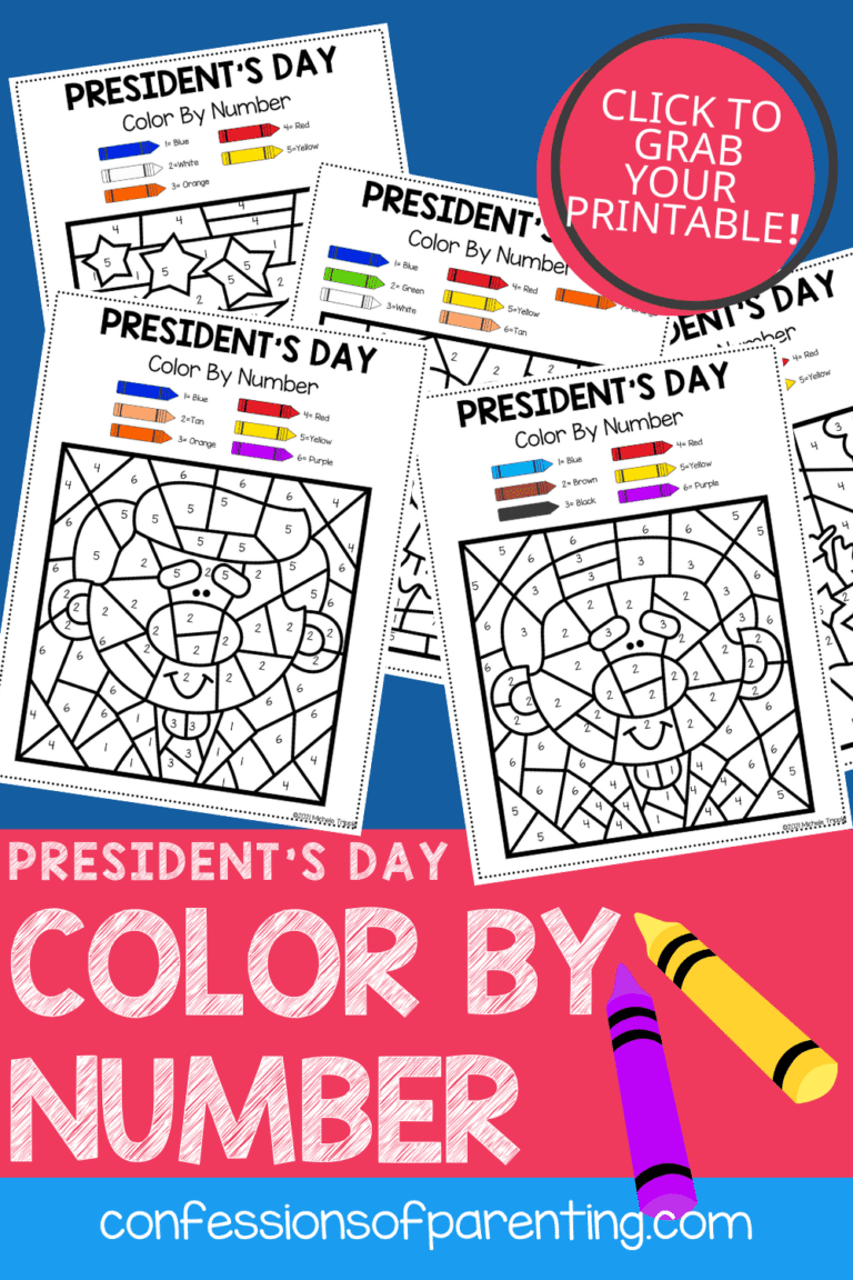 6 Fun President's Day Color By Number Sheets