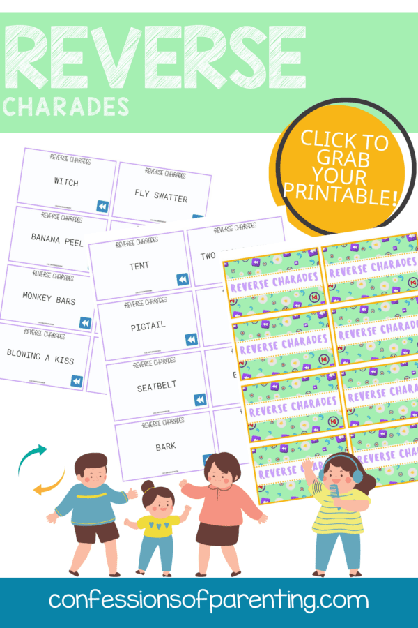 Reverse Charades Game with 50 Printable Ideas