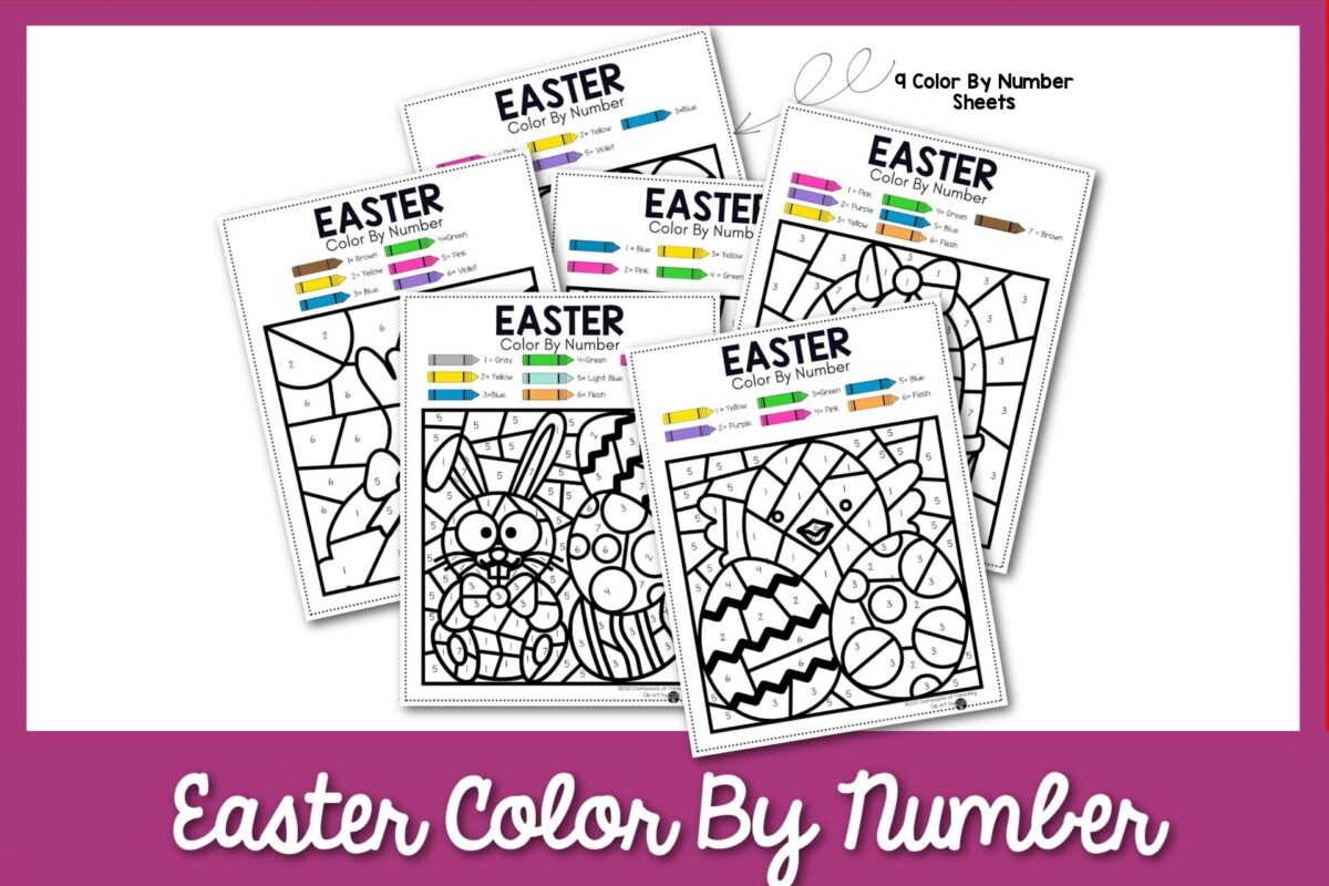 9 Easter Color By Number Sheets (Free Printable for Kids)