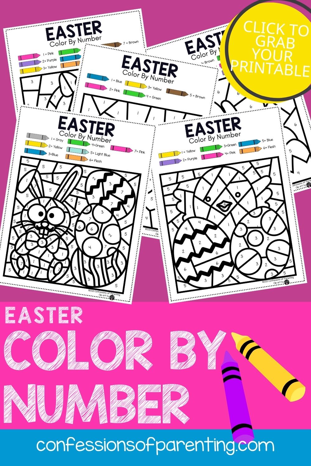 9 Easter Color By Number Sheets