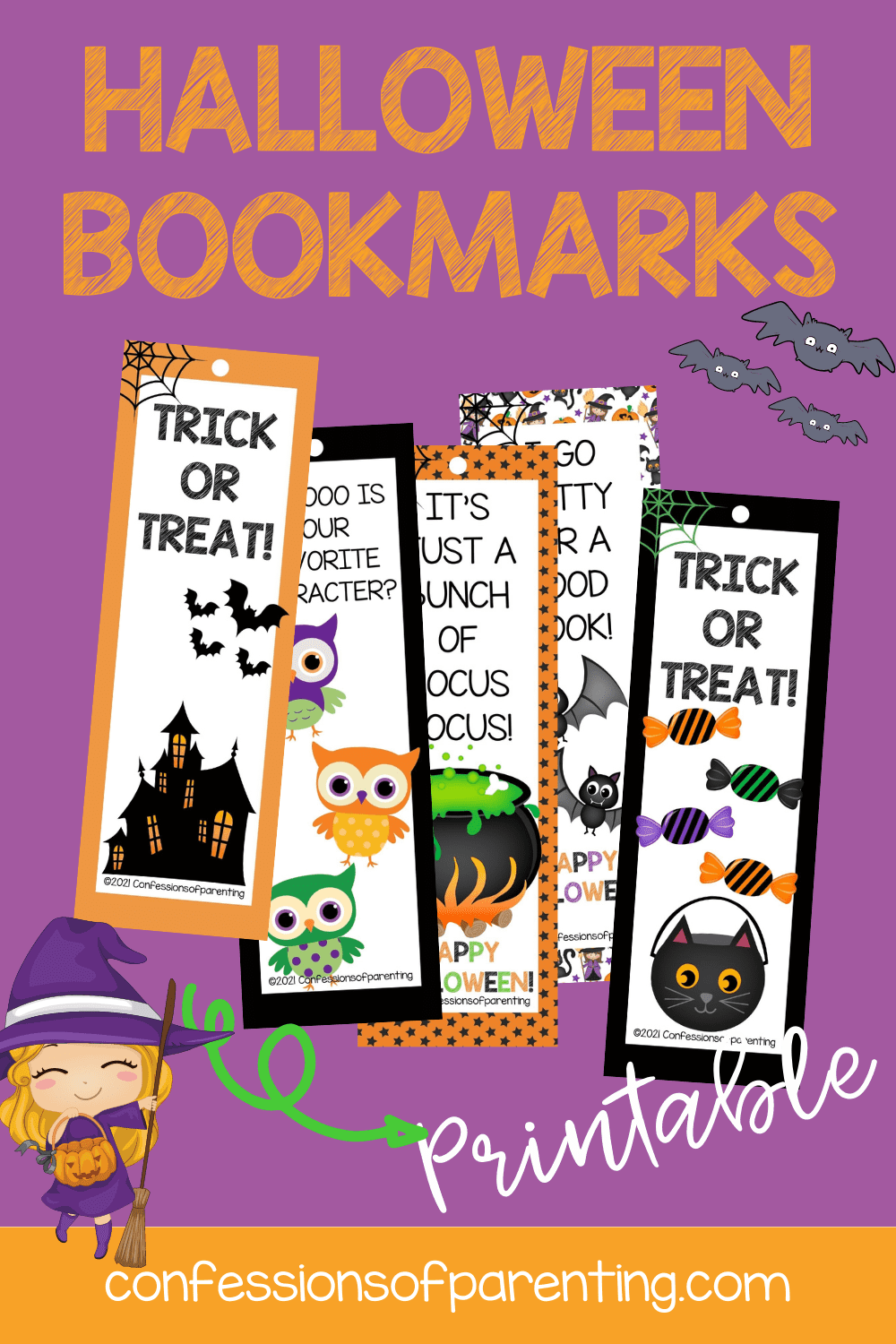 12 Free Spooky Cute Halloween Bookmarks