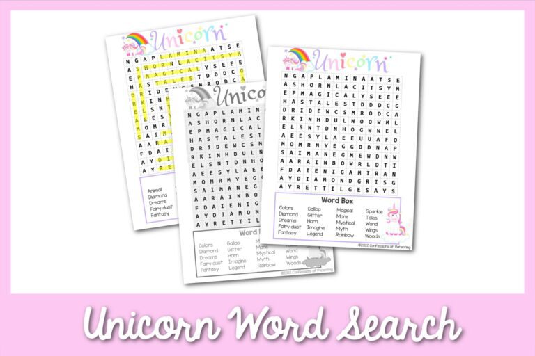 Printable Unicorn Word Search [Perfect for Kids]