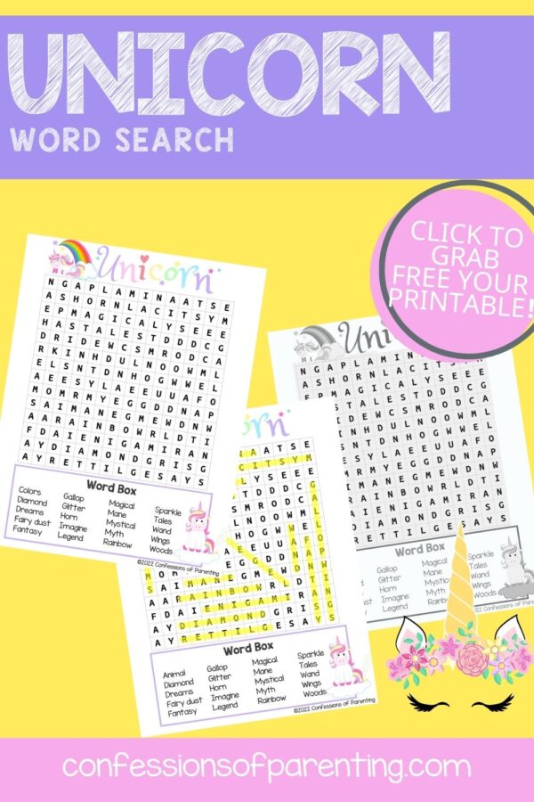 Printable Unicorn Word Search [Perfect for Kids]