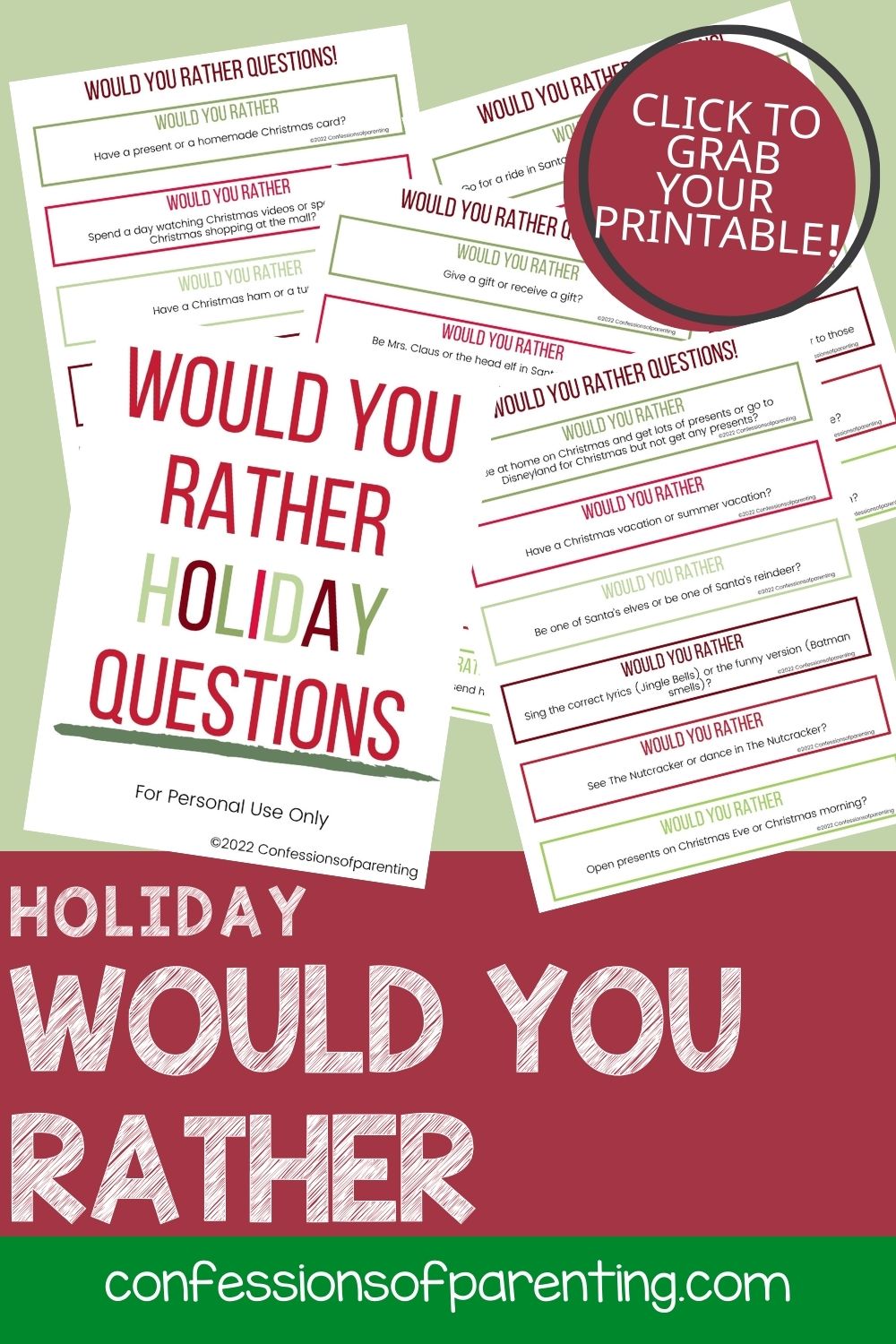 The Best Would You Rather Holiday Questions - Confessions of Parenting ...
