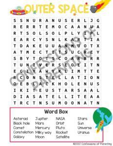 Best Outer Space Word Search That's Out of this World