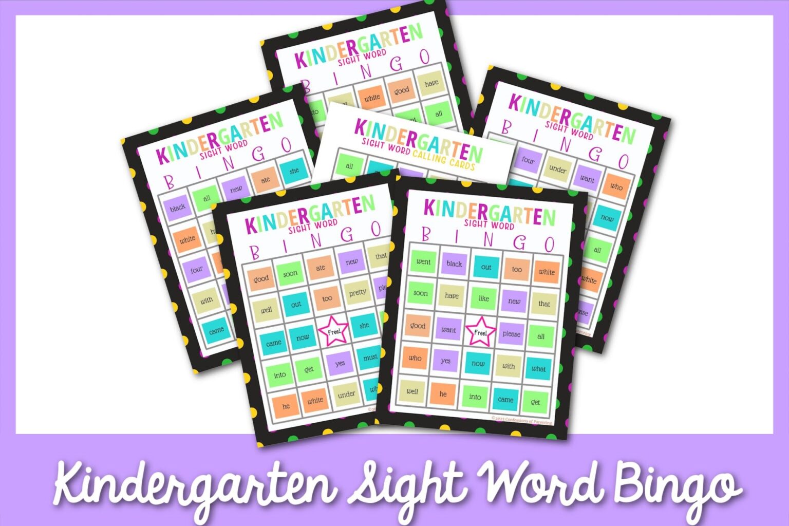 Kindergarten Sight Word Bingo- Free Download