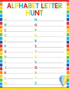 Alphabet Scavenger Hunt- Free Download
