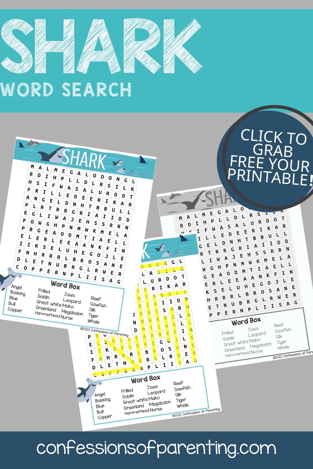 The Best Shark Word Search