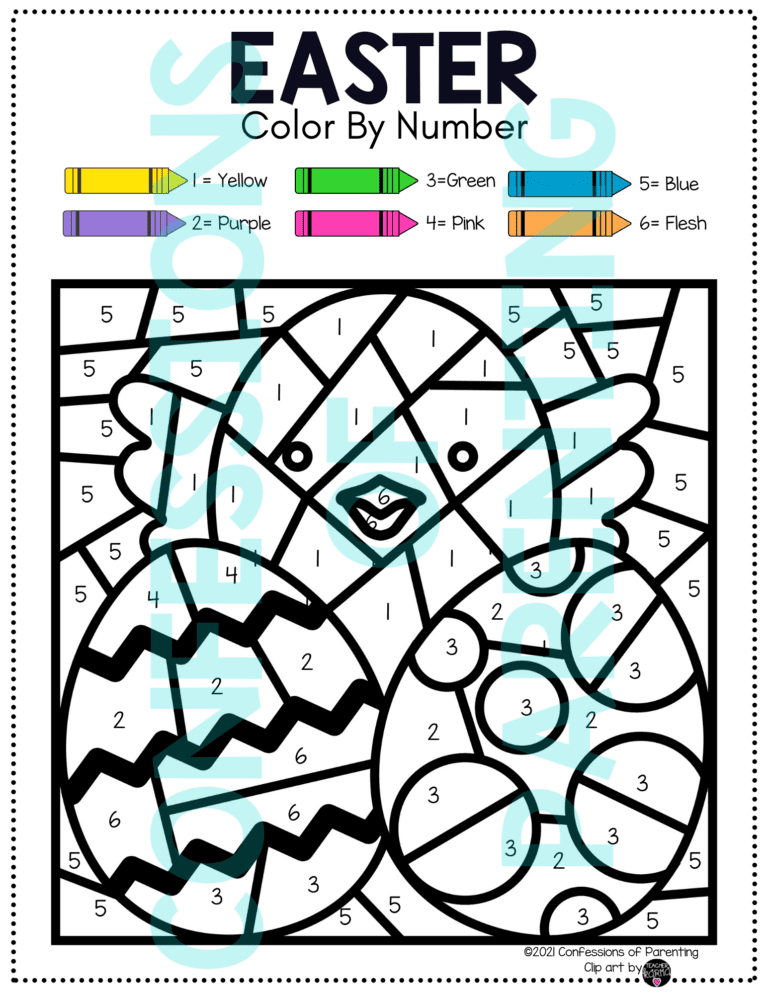 9 Easter Color By Number Sheets