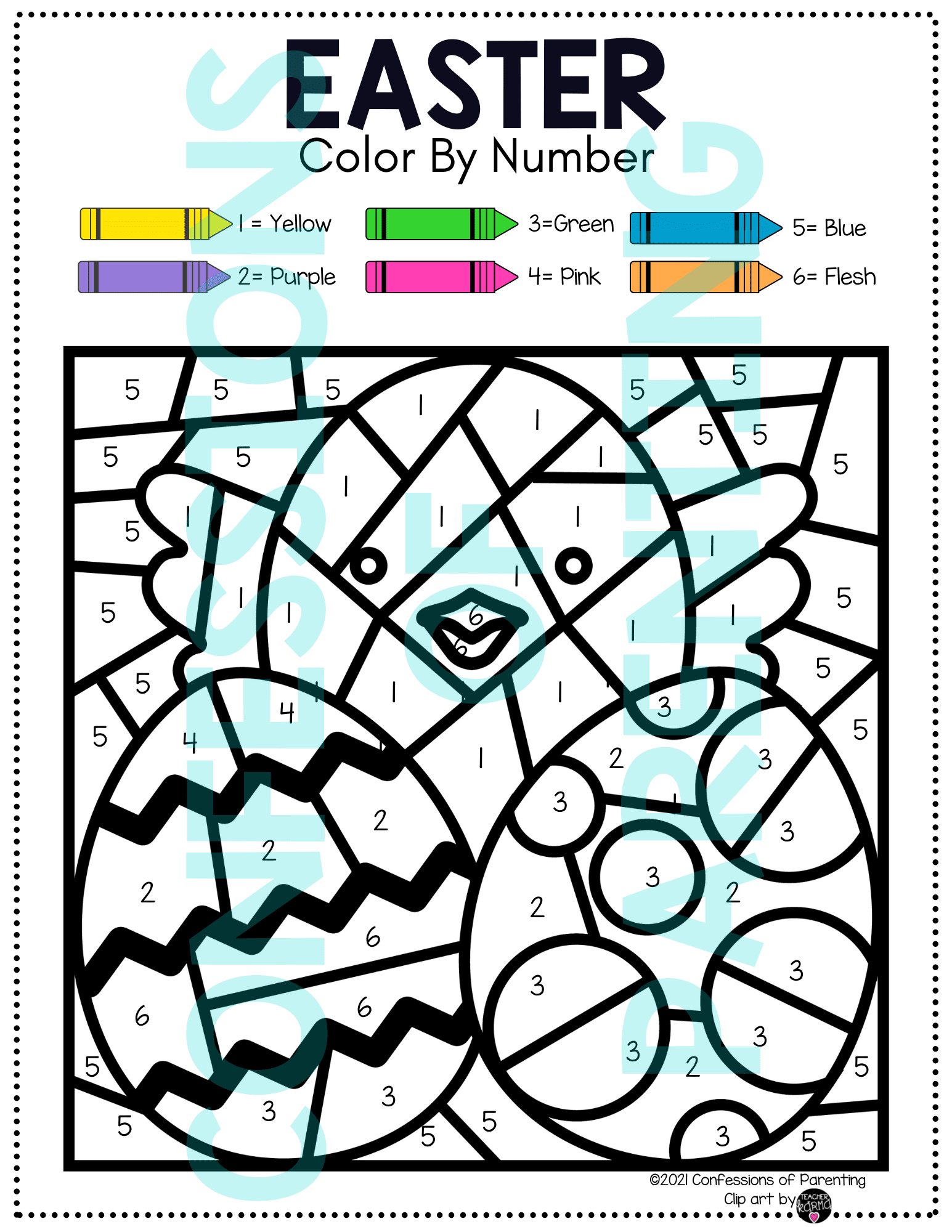9 Easter Color By Number Sheets (Free Printable for Kids)