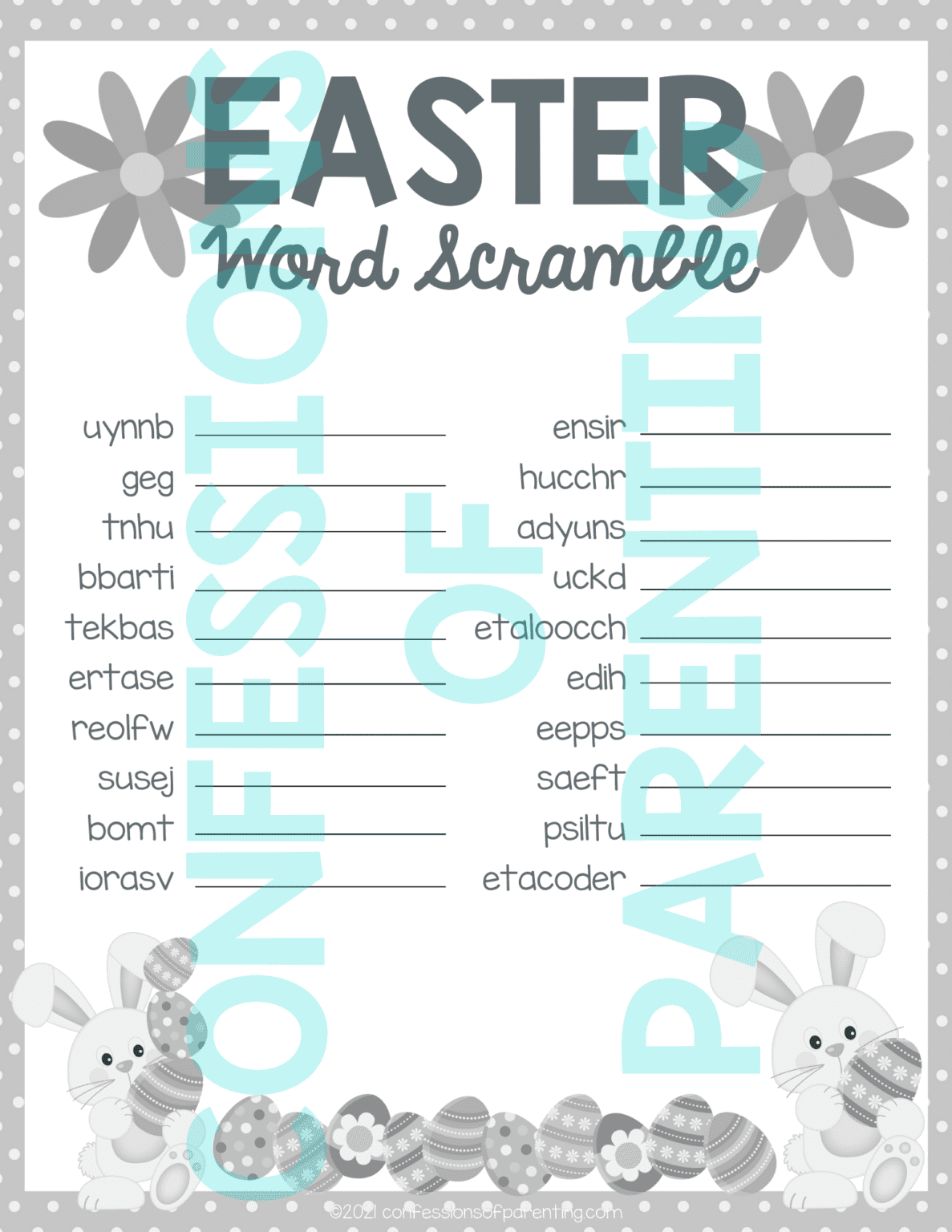 Free Easter Word Scramble Printable