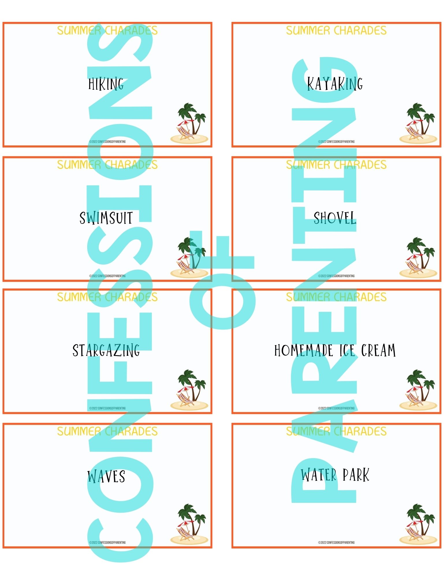 The Best Summer Charades Ideas with Printable Cards