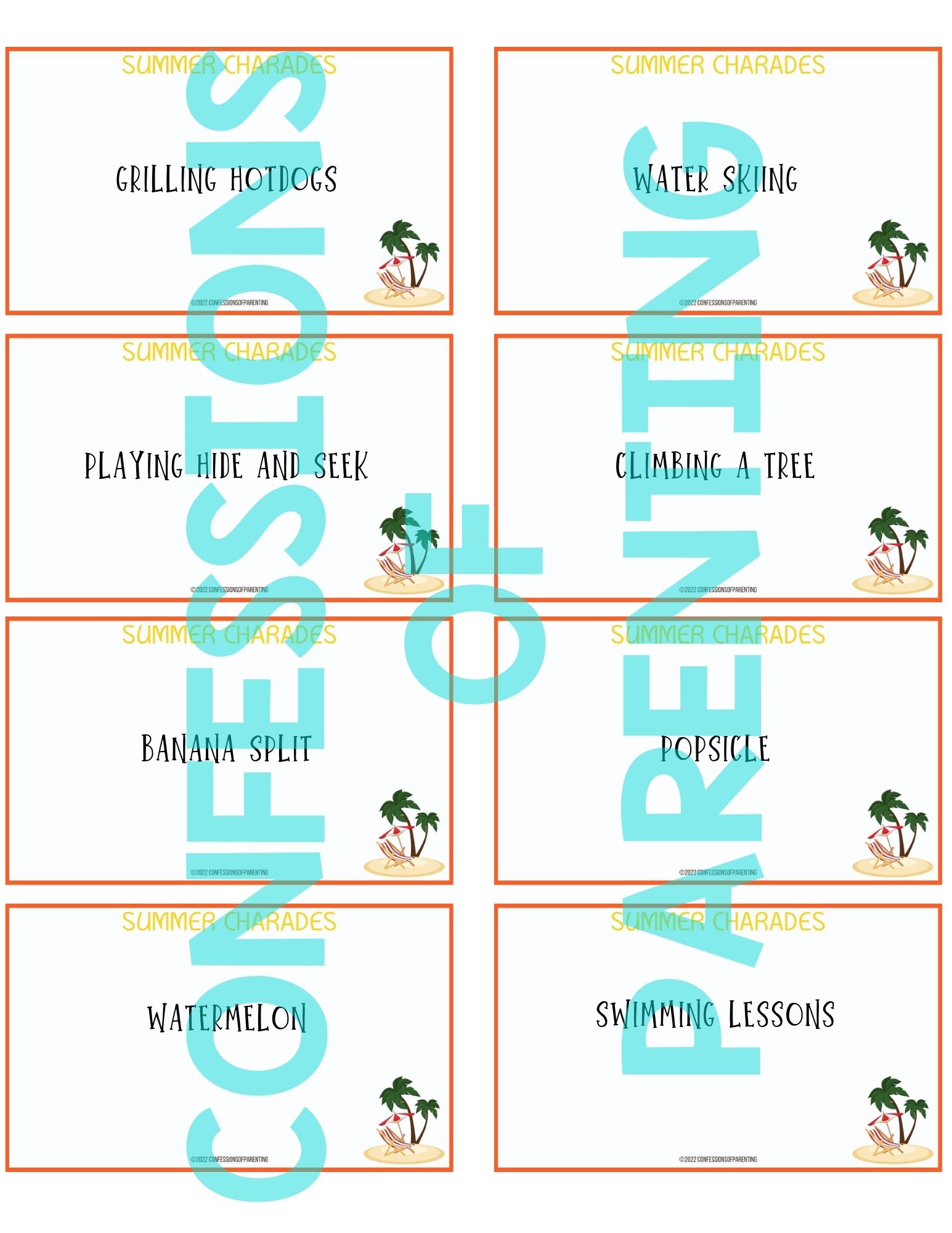 The Best Summer Charades Ideas with Printable Cards
