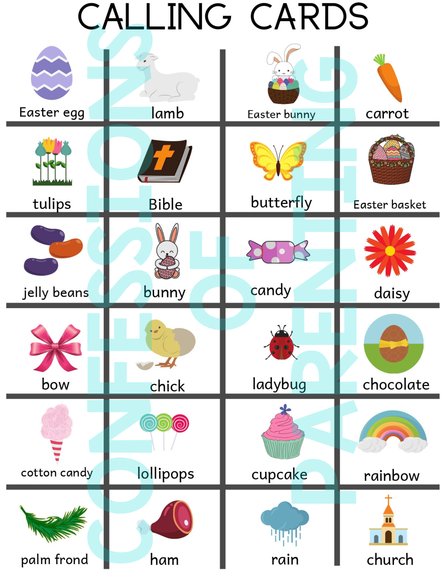 Easter Bingo Free Printable