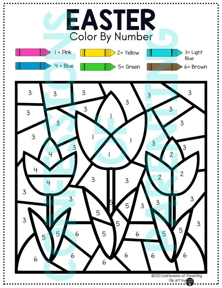 9 Easter Color By Number Sheets (Free Printable for Kids)