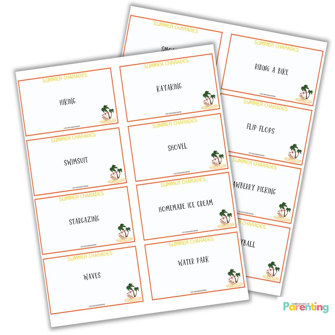 The Best Summer Charades Ideas with Printable Cards