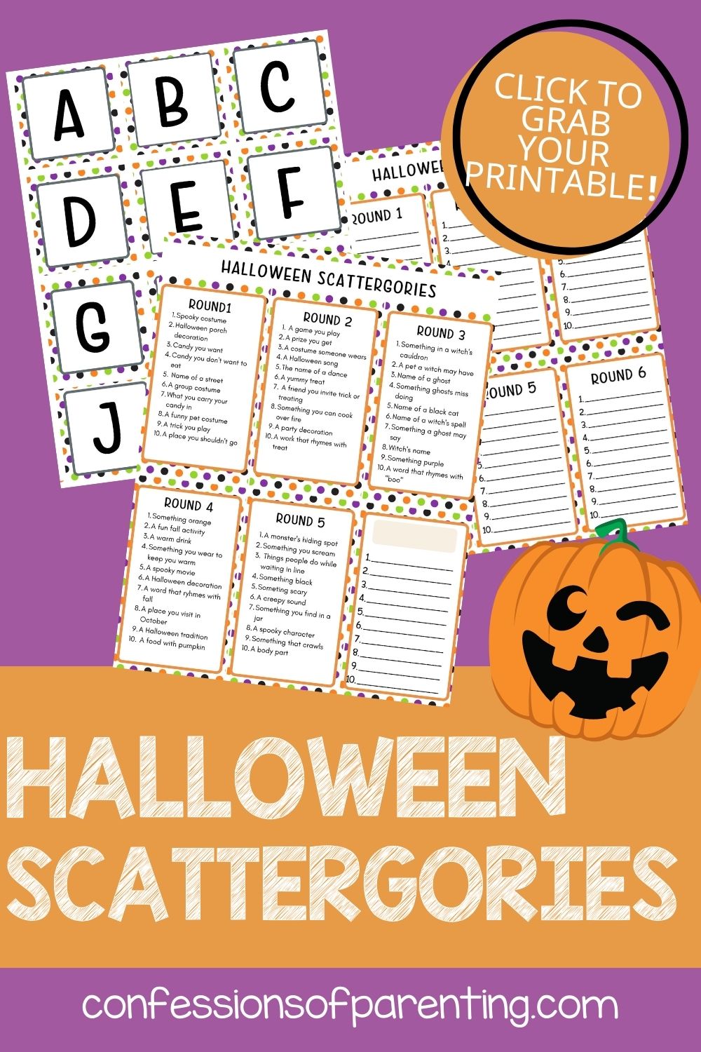 Spooky Halloween Scattergories Printable