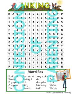 Free Hiking Word Search