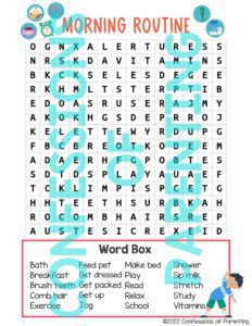 Fun Morning Routine Word Search Printable
