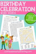 Free Birthday Celebration Word Search
