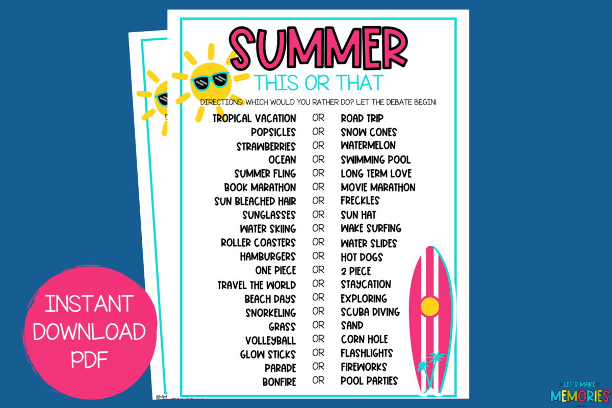 90 Best Summer This or That Questions