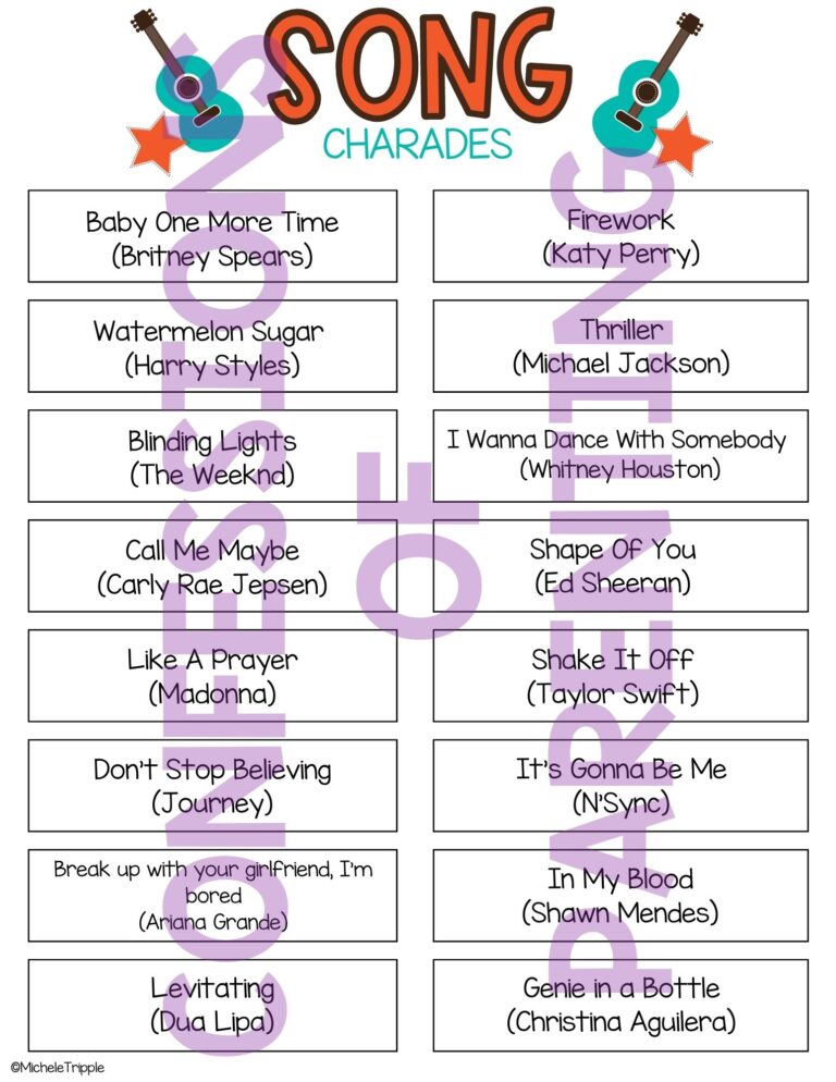 320 Song Charades Ideas You Will Love + Printable Cards