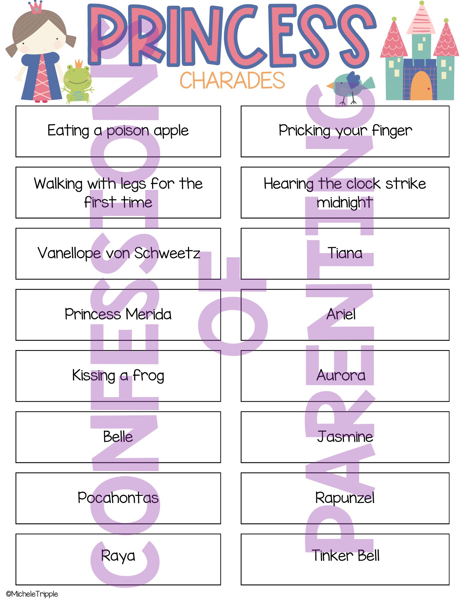 100+ Princess Charades Ideas You'll Love + Printable Cards
