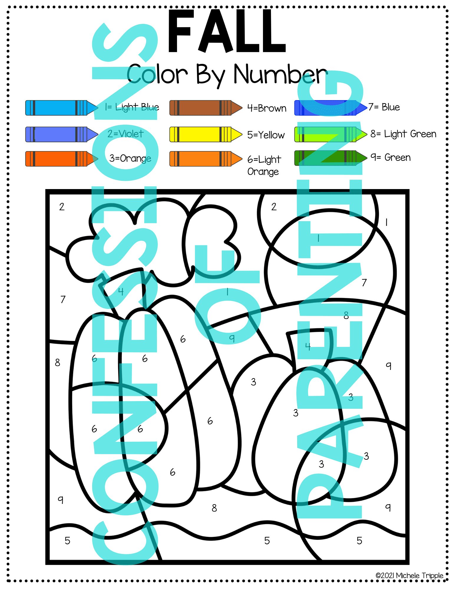 Free Fall Color By Number Printables