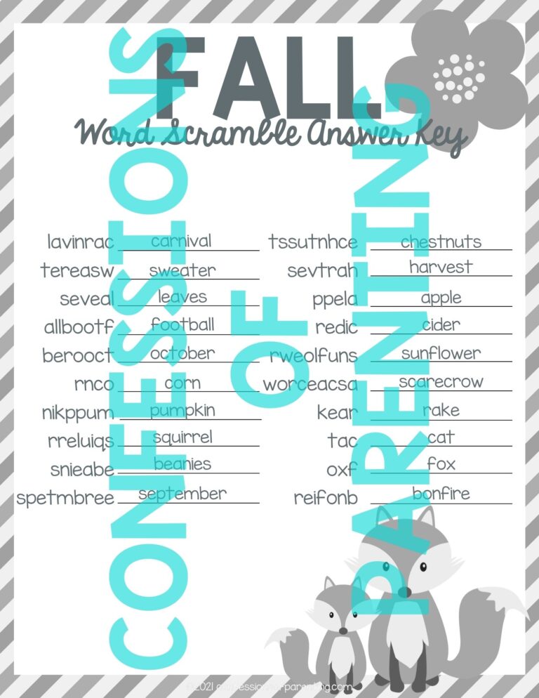 Fall Word Scramble